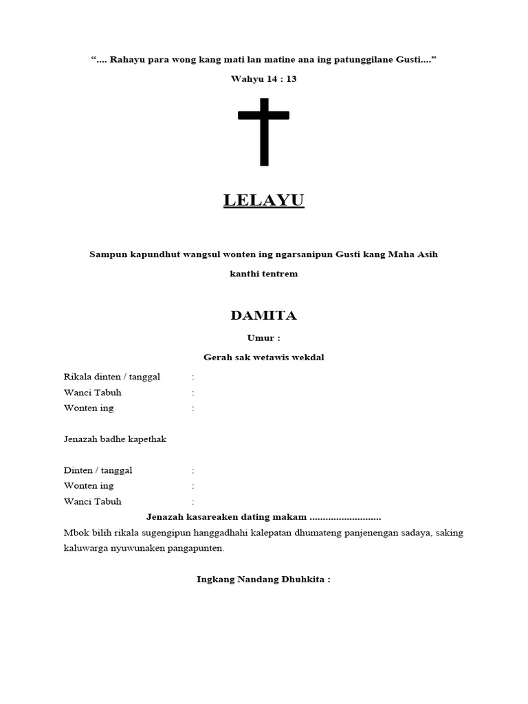 Lelayu Kristen Jawa | PDF