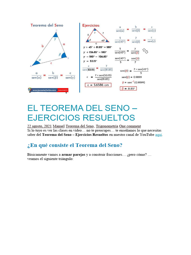 El Teorema Del Seno | PDF | Triángulo | Teorema