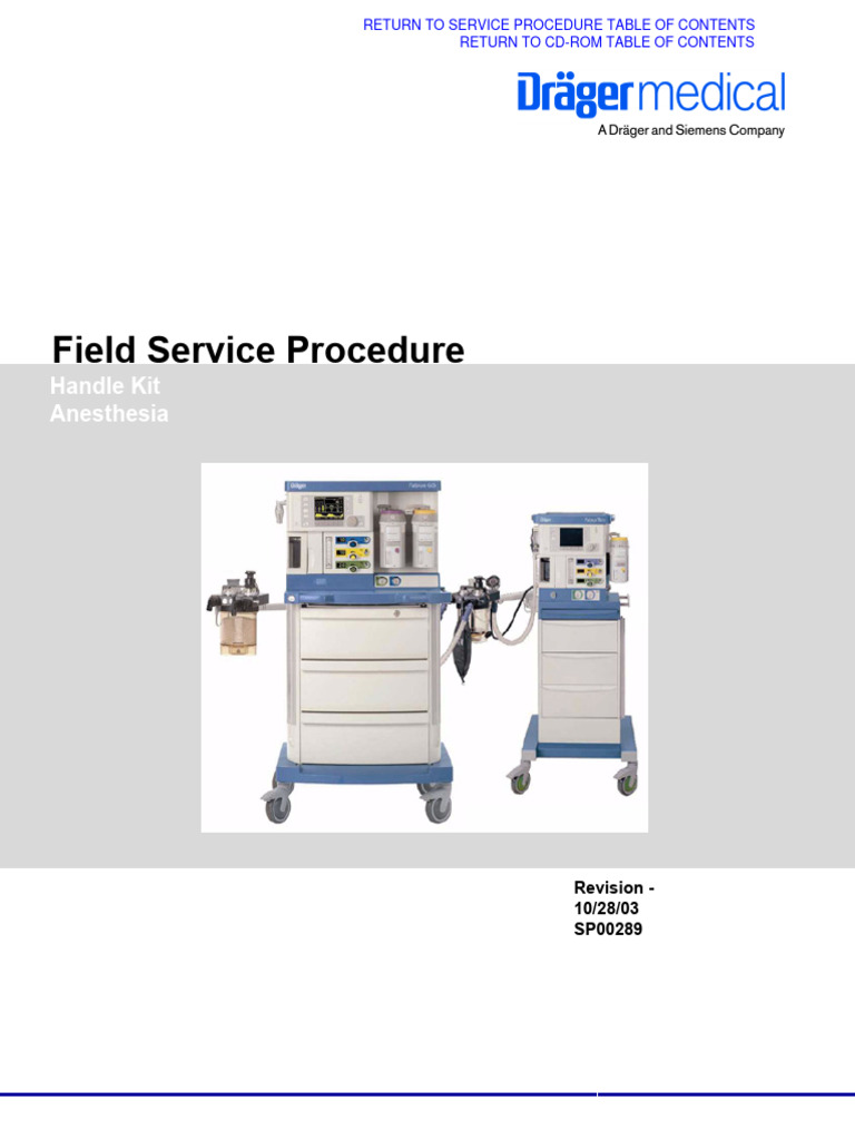 Drager Fabius GS GCX Tiro Handle Kit Service Procedure | PDF | Tools ...