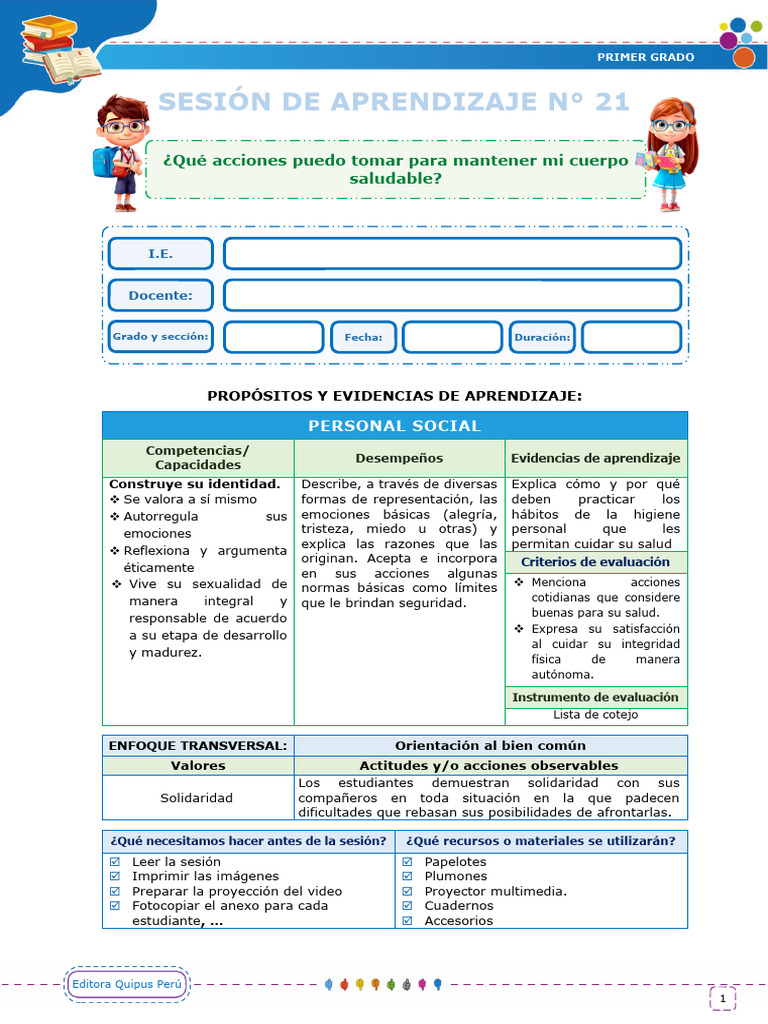 Sesiones de Aprendizaje - Semana 3 - UD II - Editora Quipus Perú | PDF | Evaluación | Aprendizaje