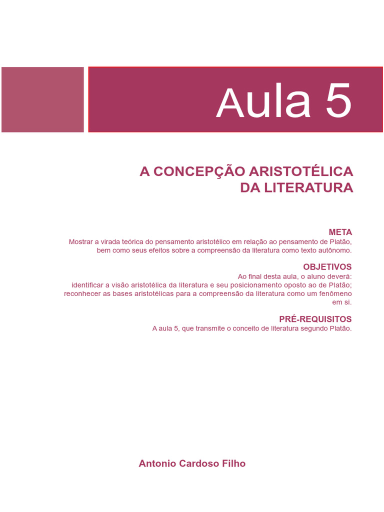 19021616022012teoria Da Literatura I Aula 5 | PDF | Aristóteles | Tragédia