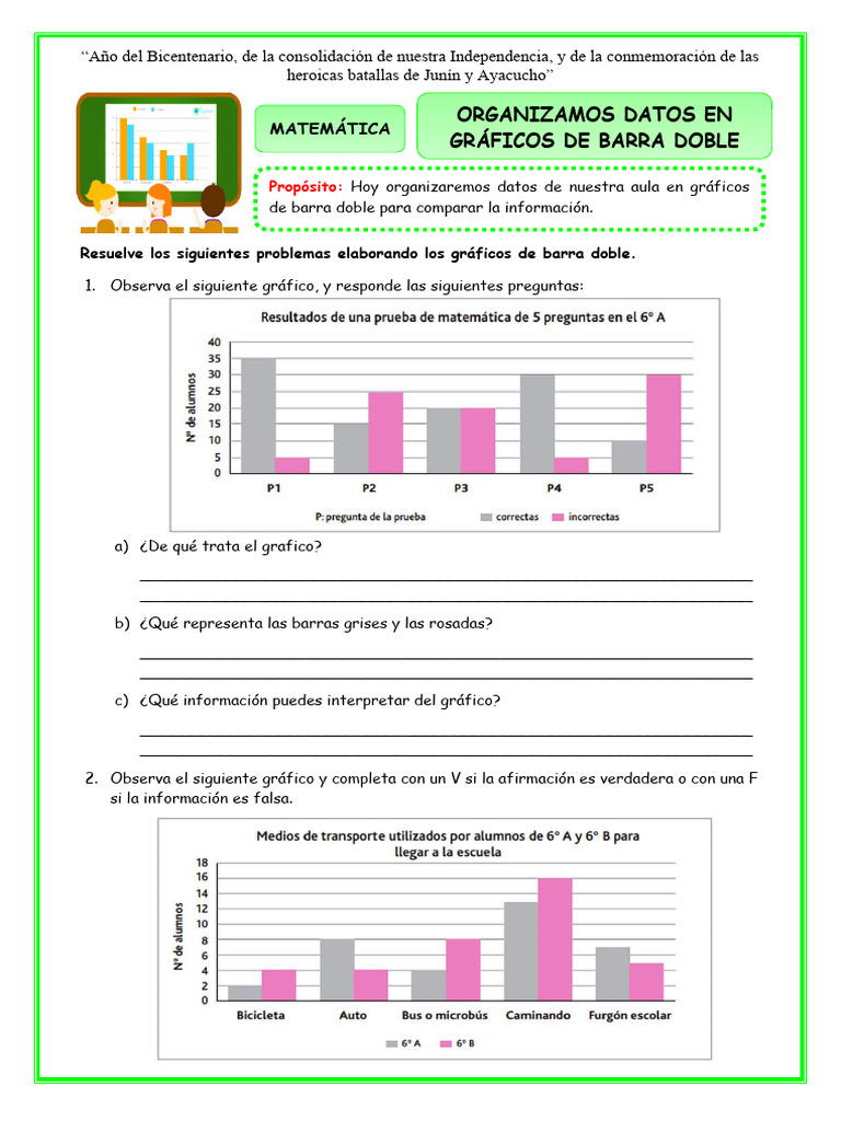 Ejercicios de Gráficos de Barras Dobles | PDF | Juegos y actividades