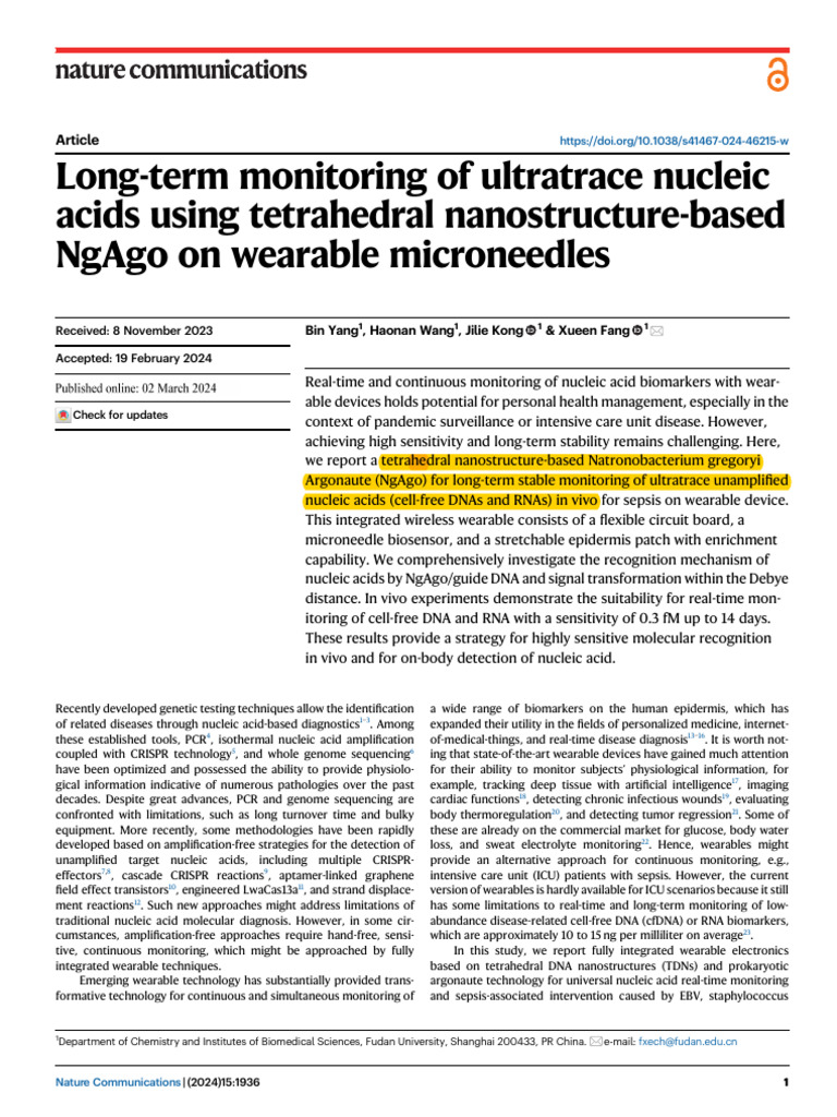 Long-Term Monitoring of Ultratrace Nucleic Acids Using Tetrahedral ...