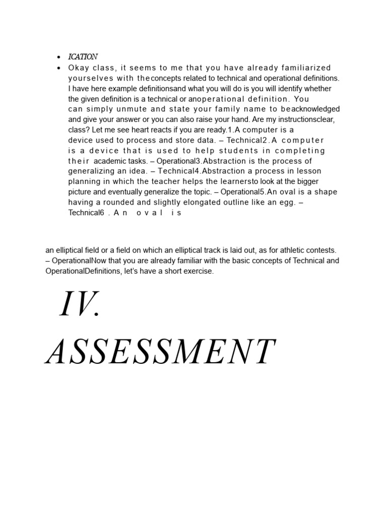 Technical vs. Operational Definitions | PDF
