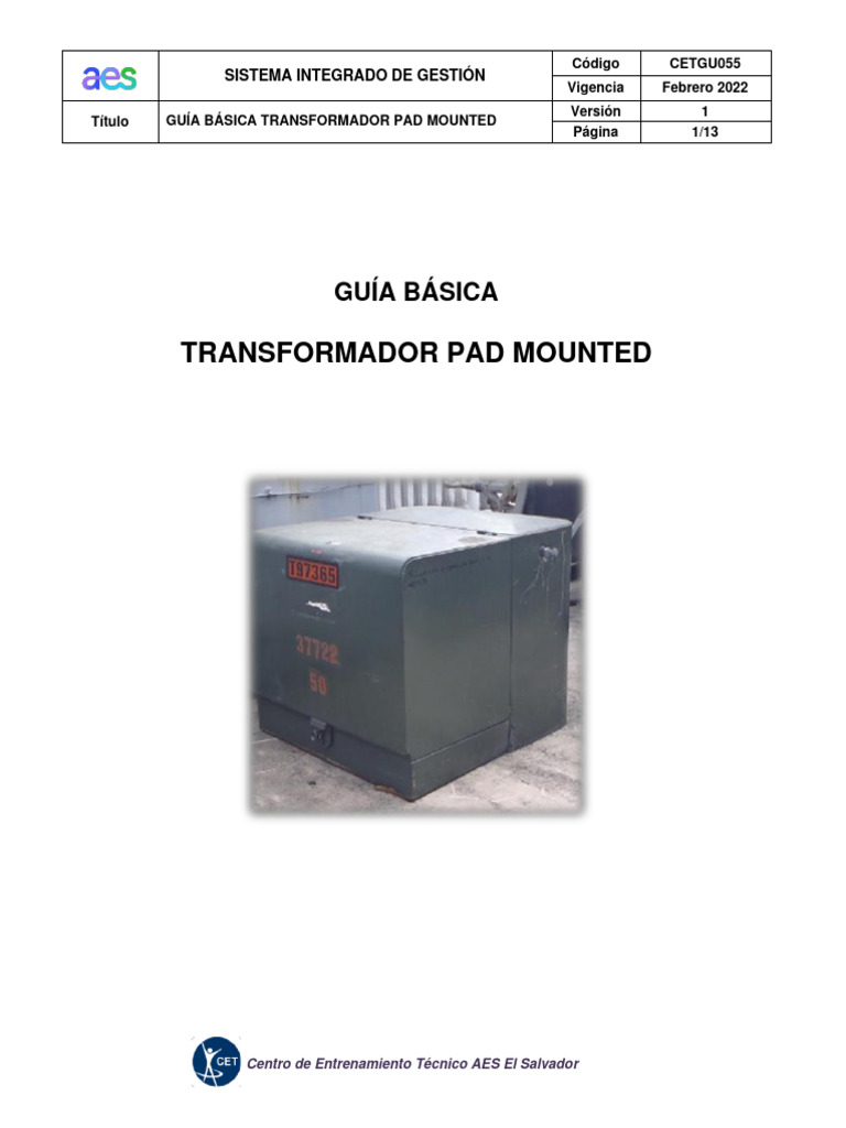 CETGU055 Guia Basica de Transformadores Pad Mounted (V01) | PDF | Transformador | Fusible ...