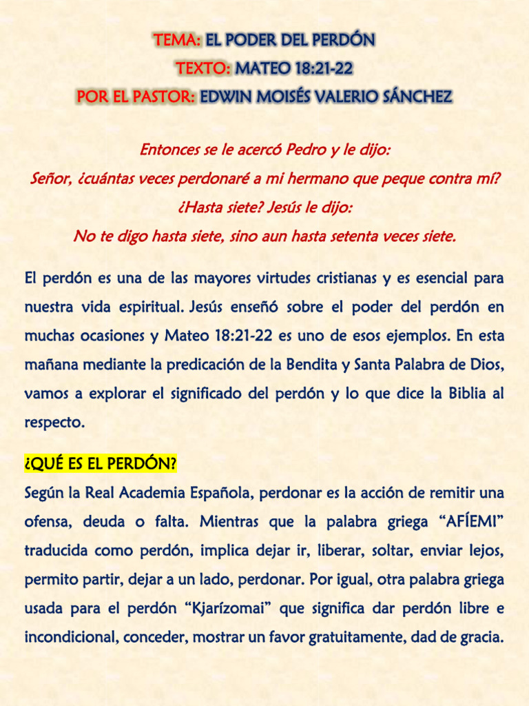El Poder Del Perdón | PDF | Perdón | Pecado