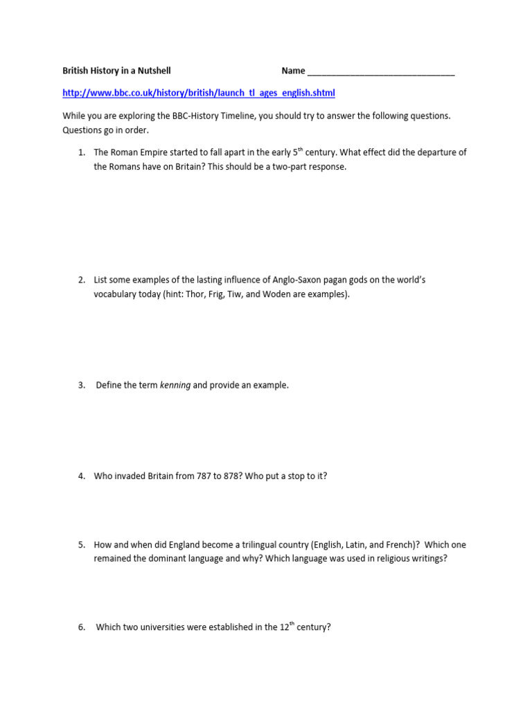 British History in A Nutshell Name | PDF | Travel