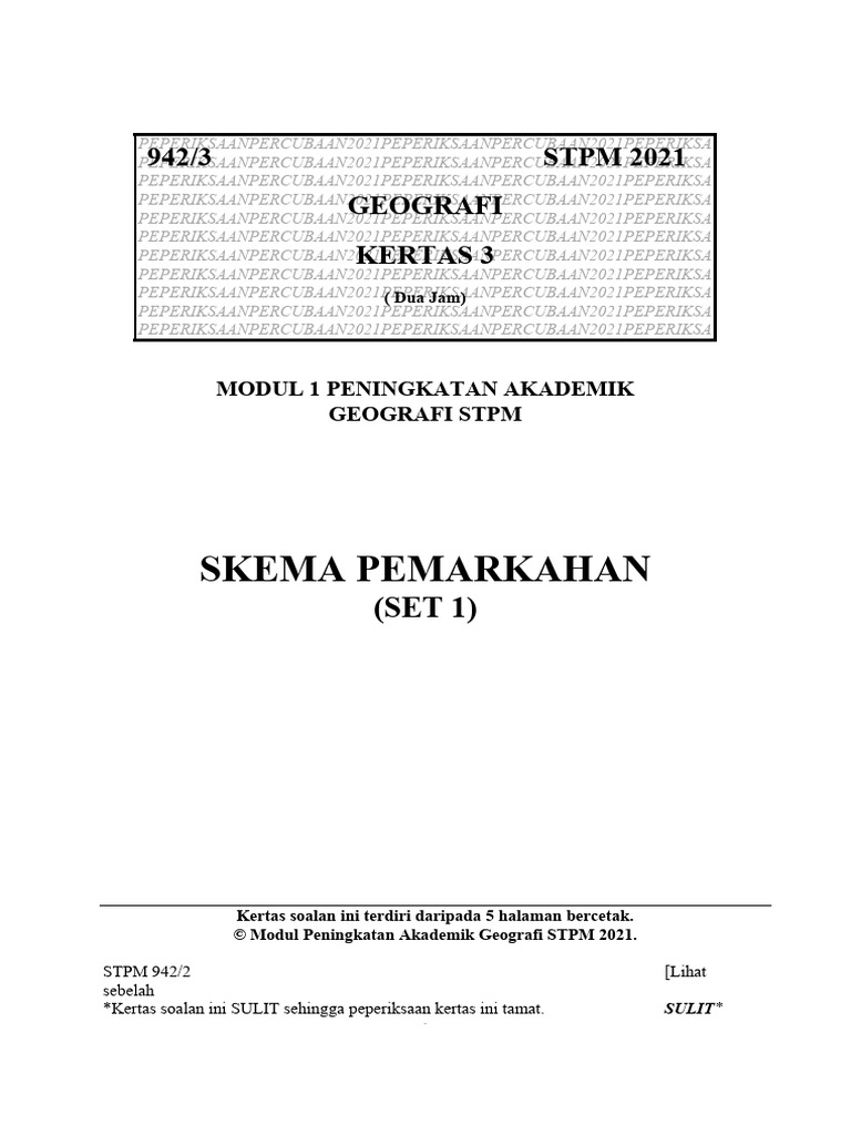 Skema Pemarkahan Set 1 Sem 3 2021 | PDF | Sains & Matematika