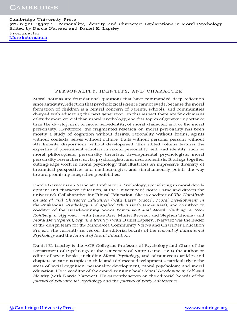 Personality Identity And Integrity Pdf Psychology Identity