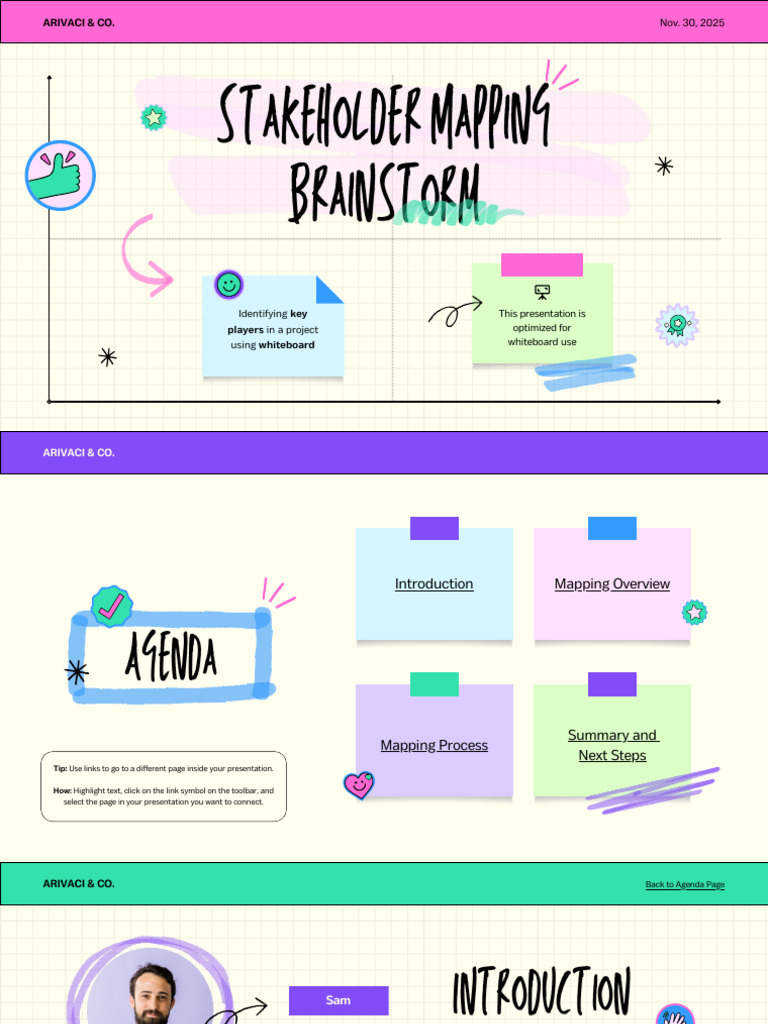 Pink Green Blue Stakeholder Mapping Brainstorm Scribbles Doodles ...