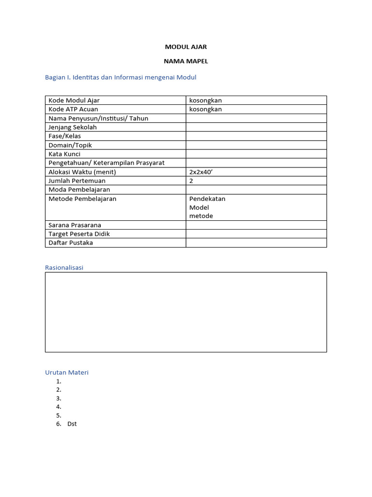 3 Template Modul Ajar | PDF