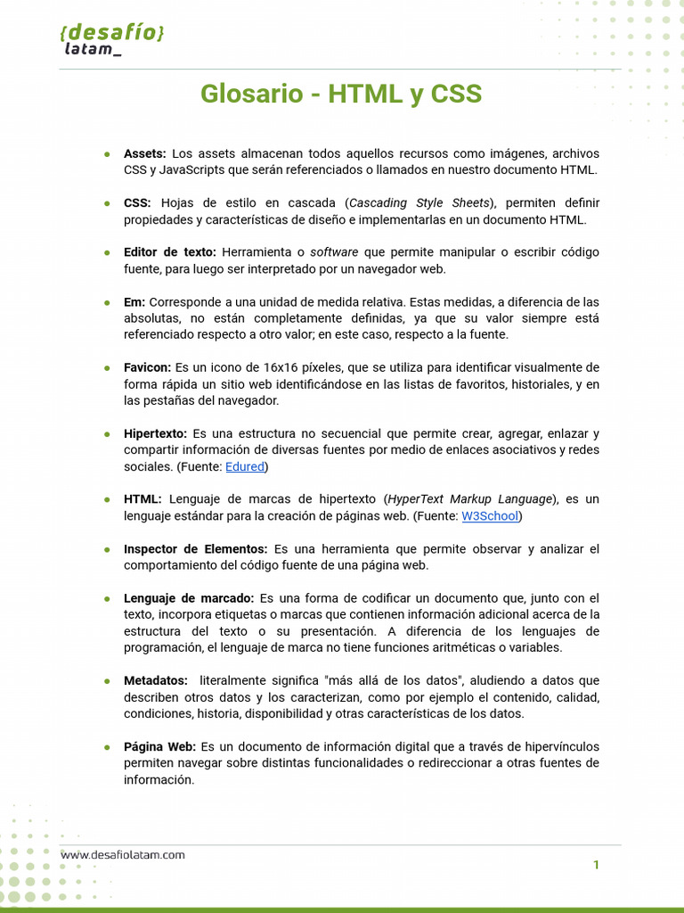 Glosario - HTML y CSS | PDF | HTML | Red mundial