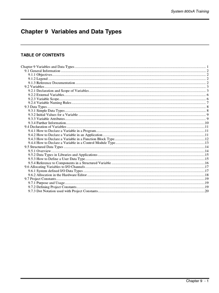 T314-09 Variables and Data Types - RevC | PDF | Variable (Computer Science) | Data Type