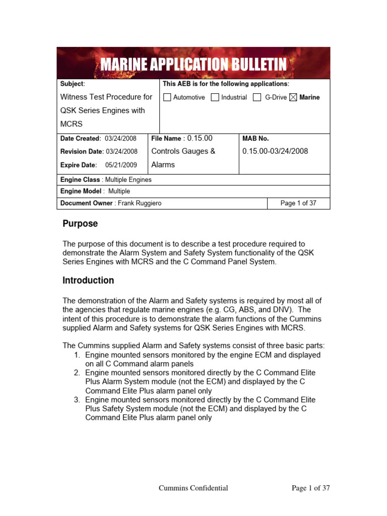 Witness Test Proc For QSK With MCRS | PDF | Leak | Valve