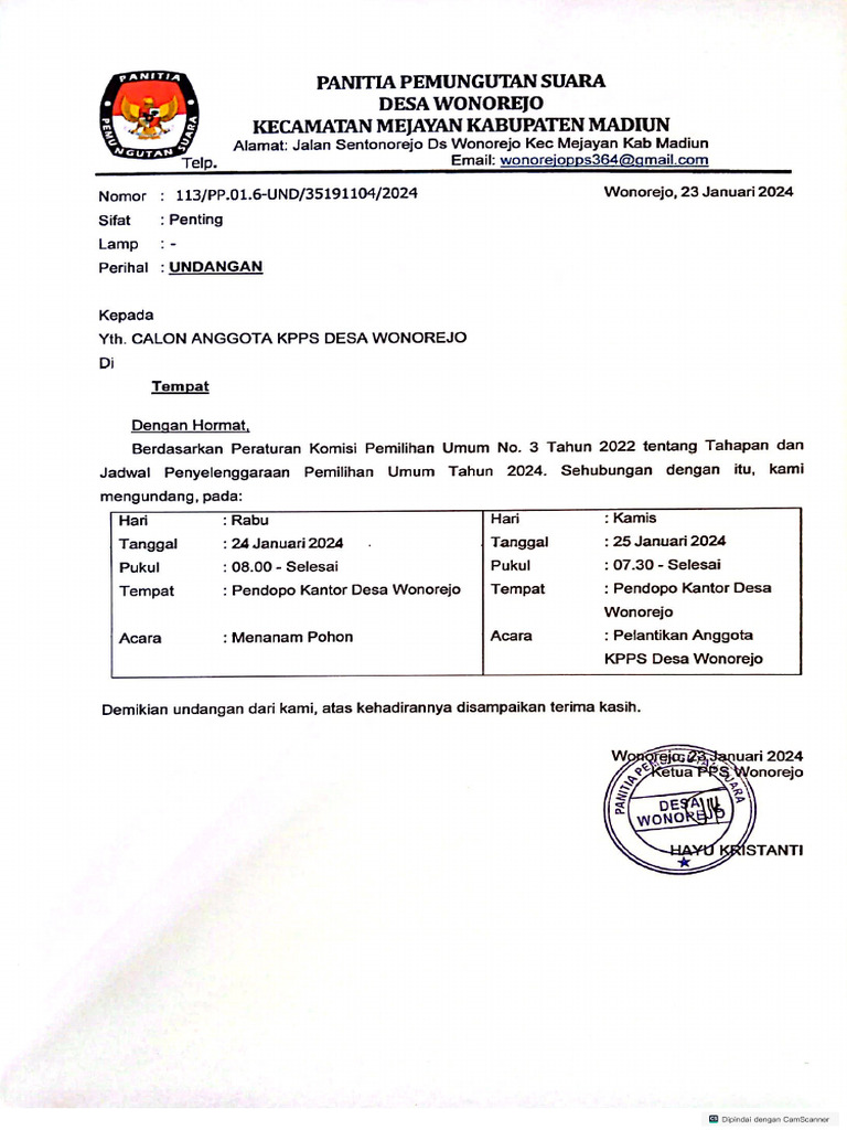 Undangan Pelantikan Kpps | PDF