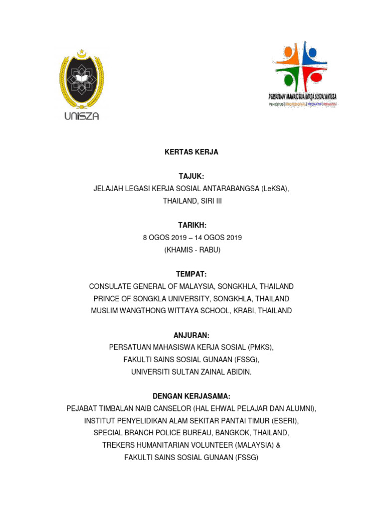Contoh Kertas Kerja Program Luar Negara | PDF