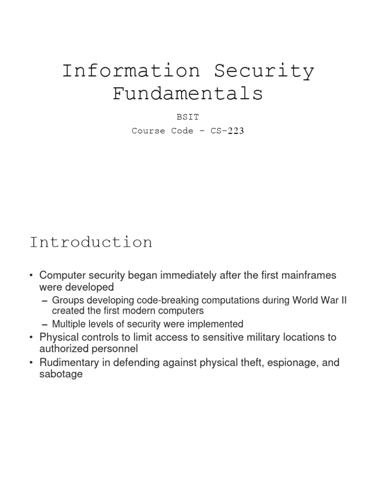 Information Security Fundamentals Leture 01 Part 2 | PDF | Information Security | Security