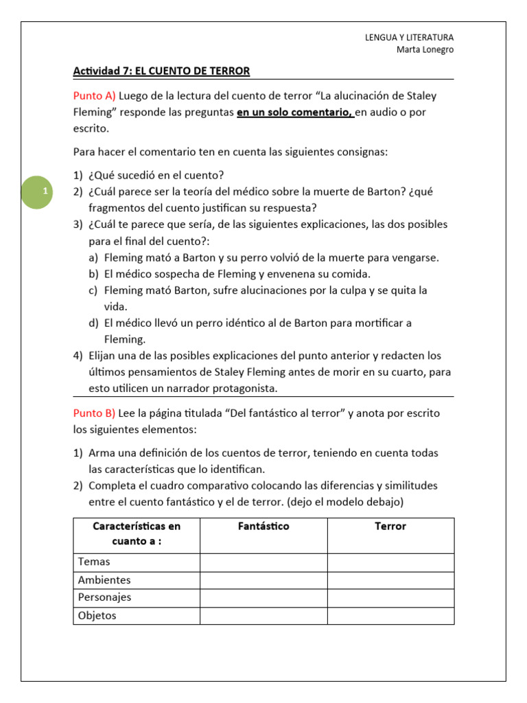 Actividad El Cuento de Terror (Autoguardado) | PDF | Cuentos | Fantasía