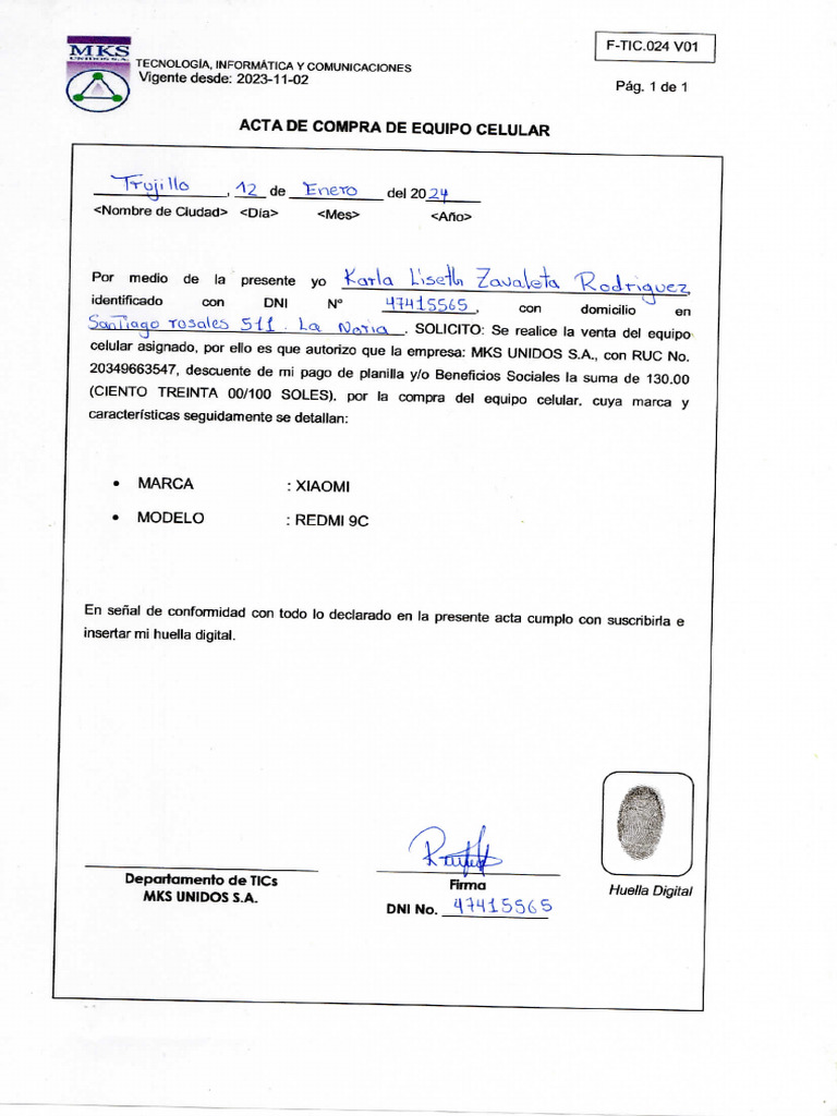 Acta de Compra | PDF