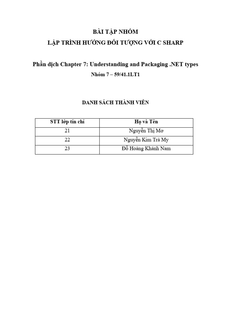 (BTN - Nhóm 7) C# - dịch | PDF
