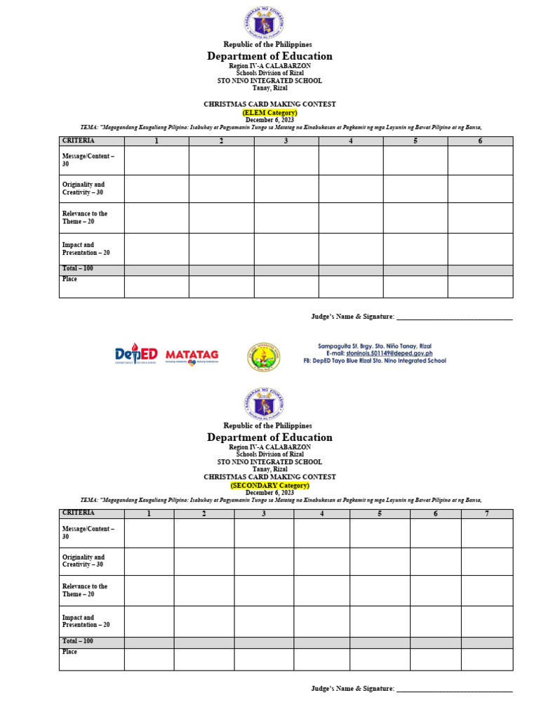 Esp Scoring Sheets of Activities | PDF | Philippines