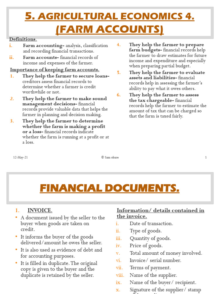 Farm Accounts. | PDF | Balance Sheet | Debits And Credits