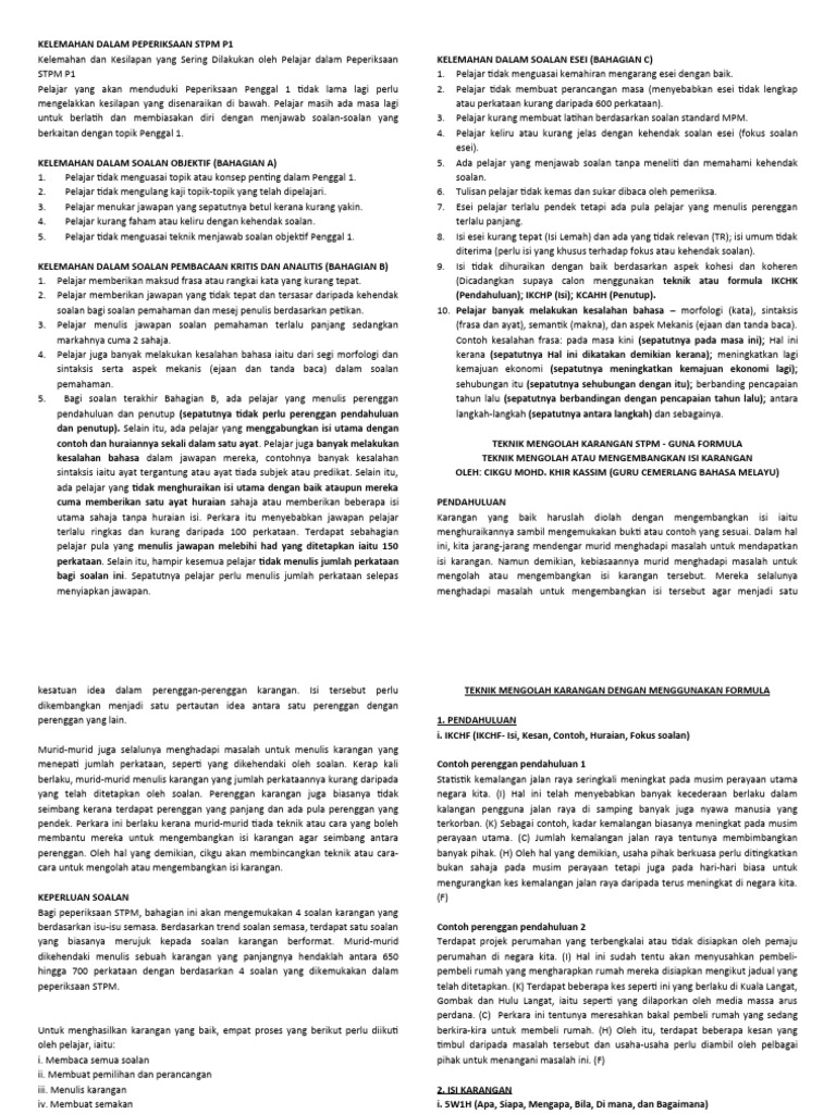 Tips Akhir Exam - Kelemahan Dalam Peperiksaan STPM P1 | PDF