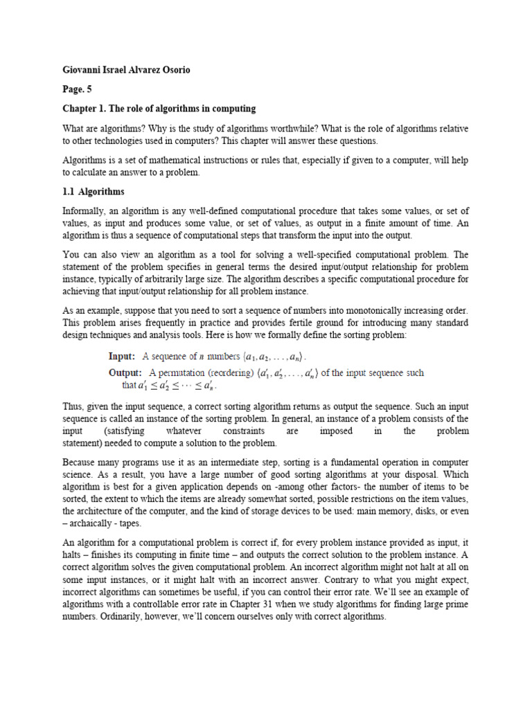 Chapter 1.0 Introduction To Algorithm 4th Edition | PDF | Algorithms | Sequence