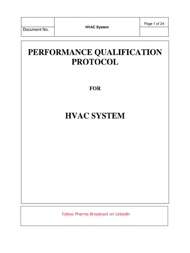 HVAC Performance Qualification Protocol!!!-1 | PDF