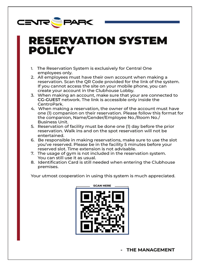 Reservation System Policy | PDF