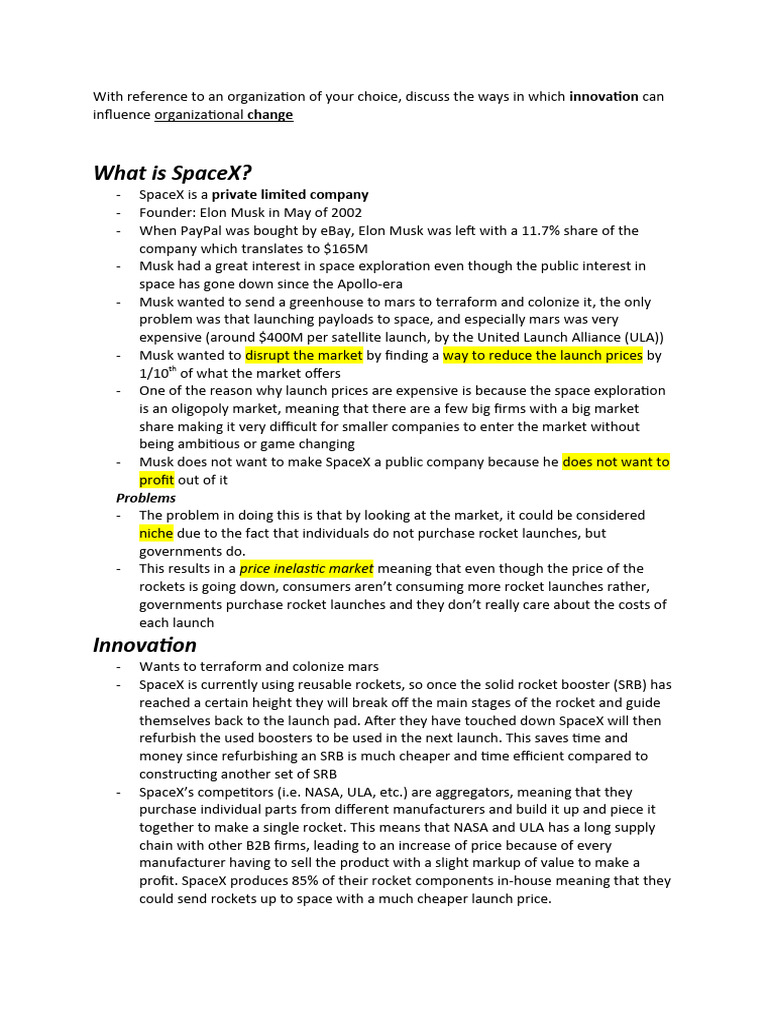 SpaceX Case Study No.3 | PDF | Space X | United Launch Alliance