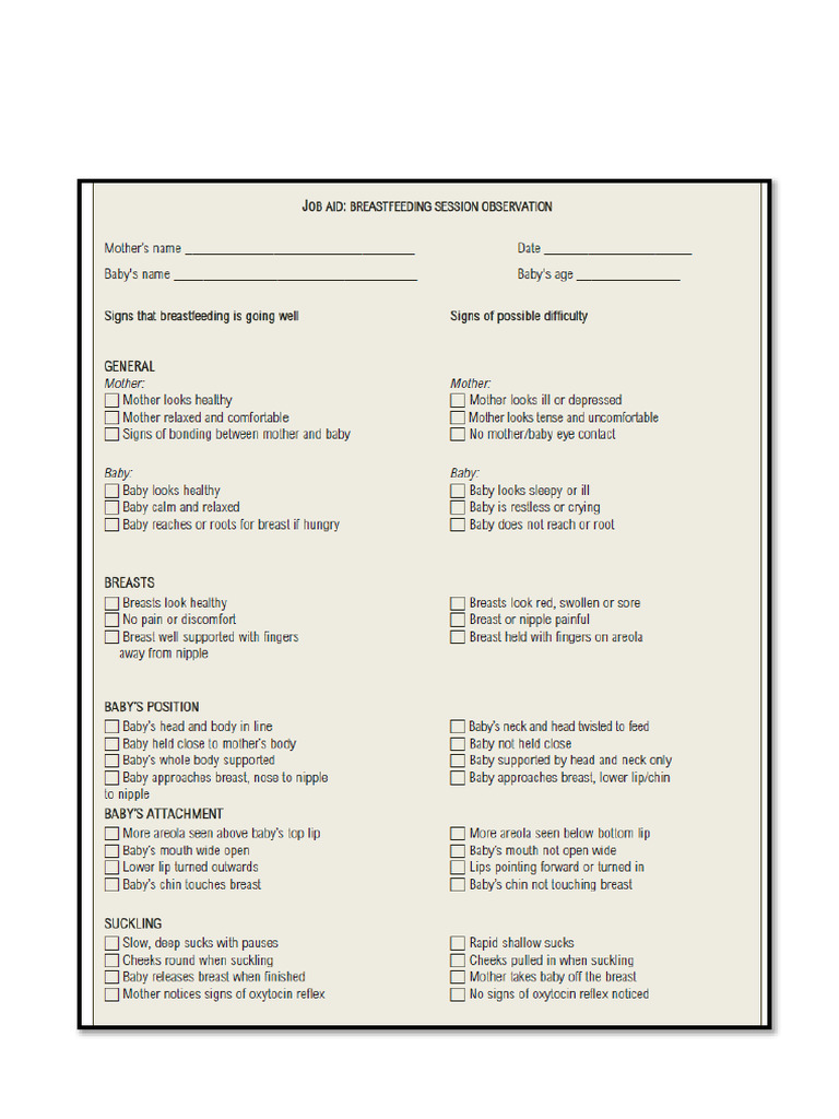 Job Aid - Breastfeeding Session Observation | PDF