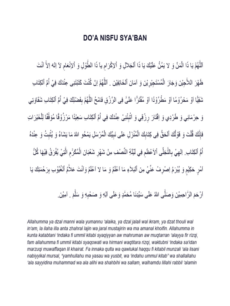 Doa Nisfu Syaban | PDF | Agama & Spiritualitas