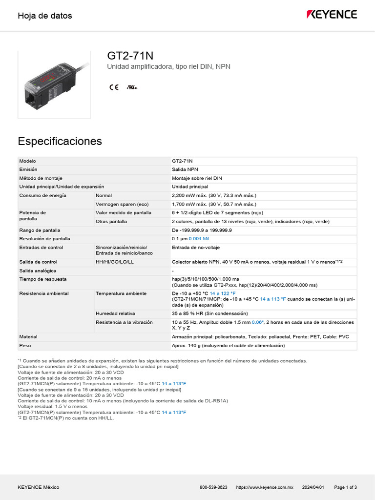 GT2-71N_Datasheet | PDF | Red eléctrica | Ingenieria Eléctrica