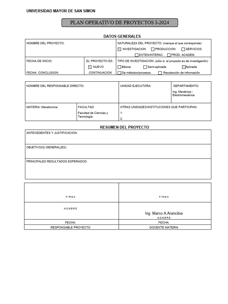 Plantilla Proyectos Mecatronica Pdf Ingeniería Science