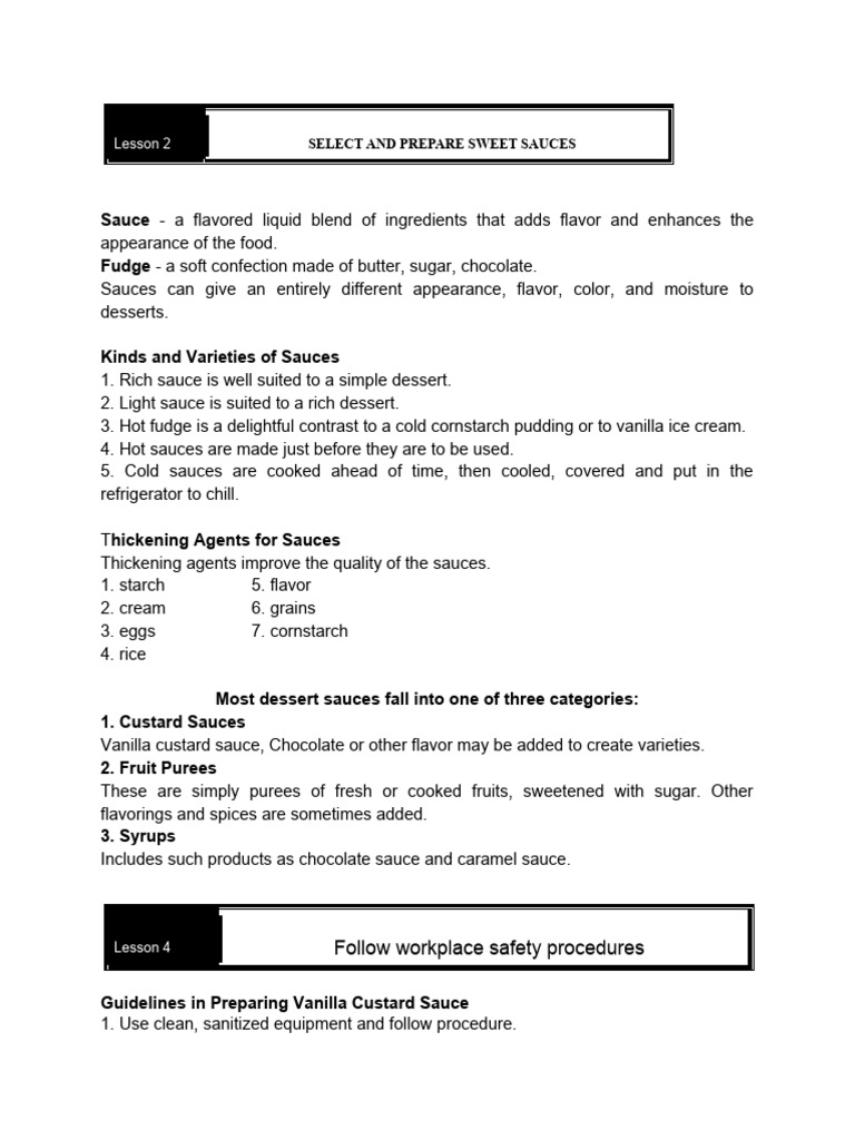Lesson 4 | PDF | Custard | Desserts
