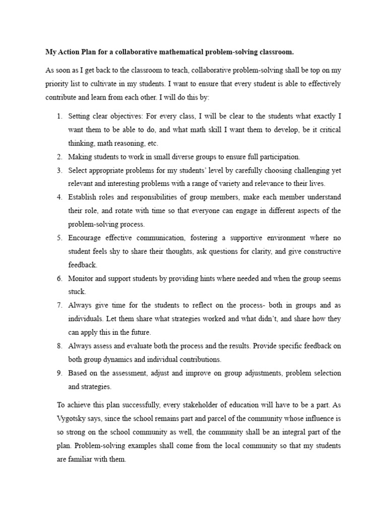 action plan- collaborative problem solving | PDF