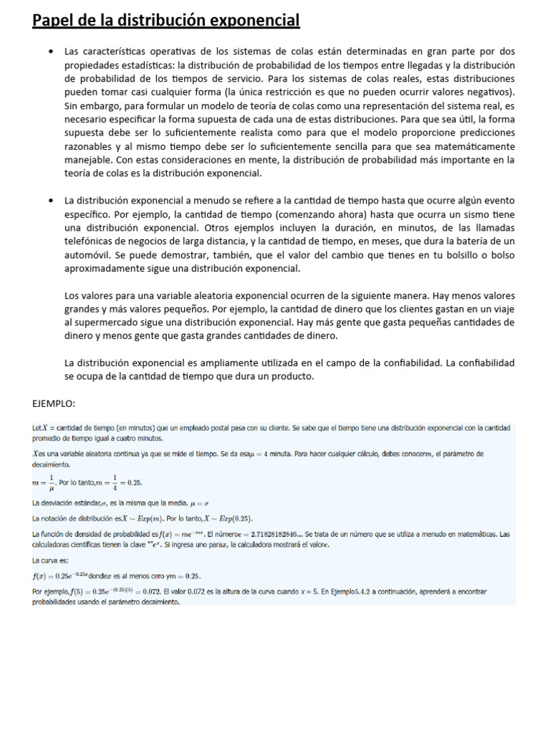 Distribucion Exponencial y Tasas de Servicios | PDF | Cadena de ...