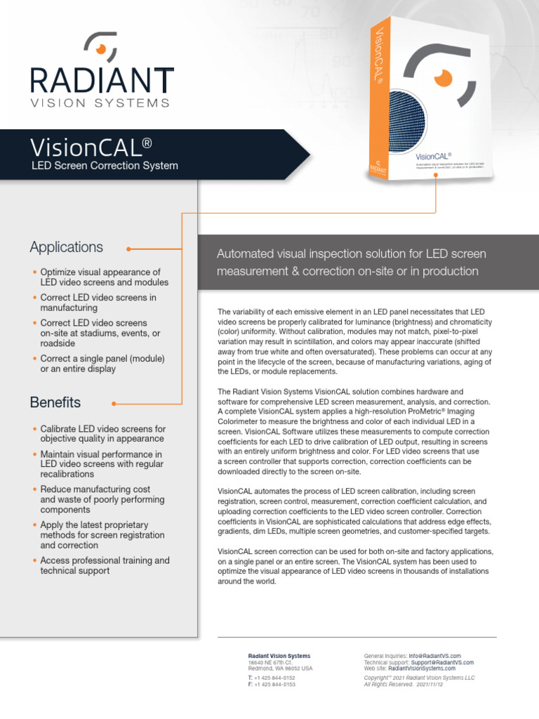 Radiant SPEC VisionCAL-Screen-Correction EN | PDF | Light Emitting Diode | Video