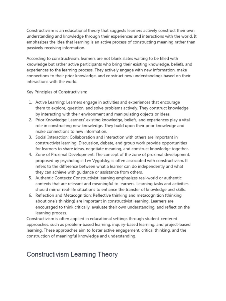 Understanding Constructivism in Education | PDF | Constructivism ...