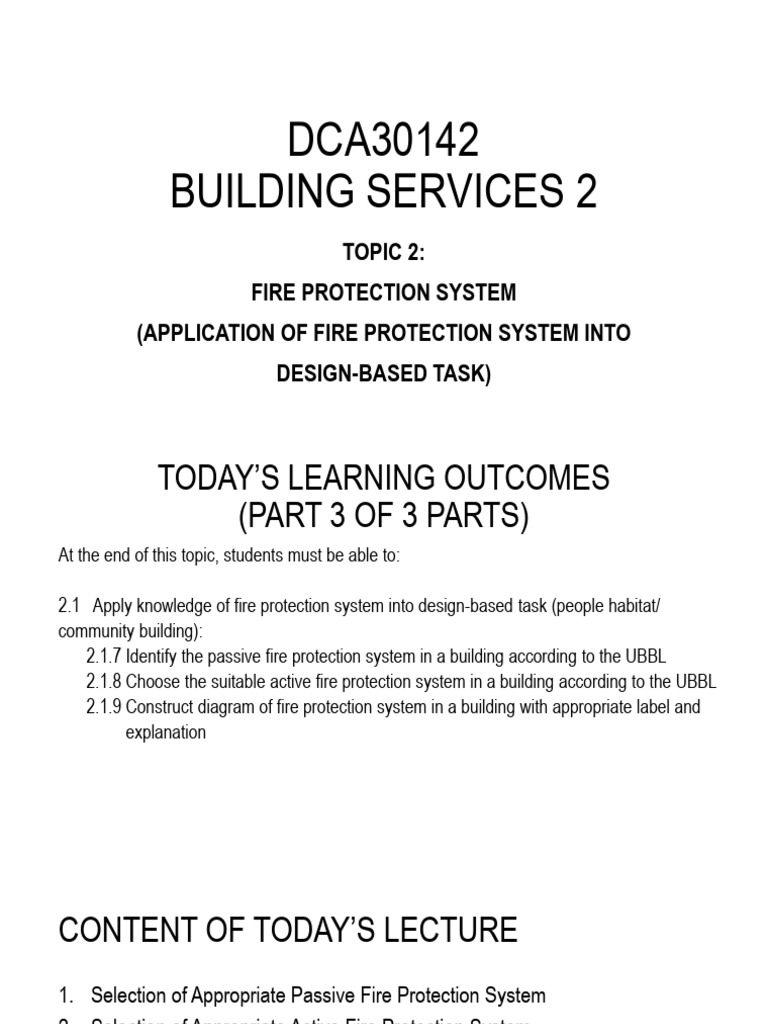 Topic 2 Part 3 Application of Fire Protection System | PDF ...