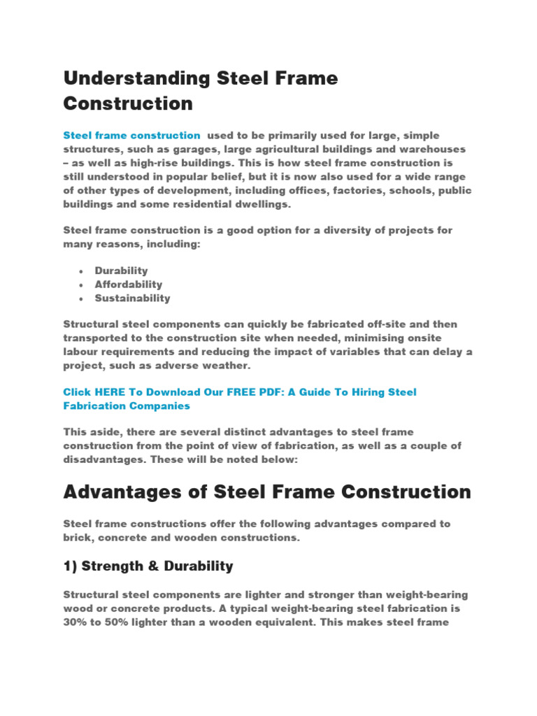 Steel Frame Construction | Download Free PDF | Structural Steel ...