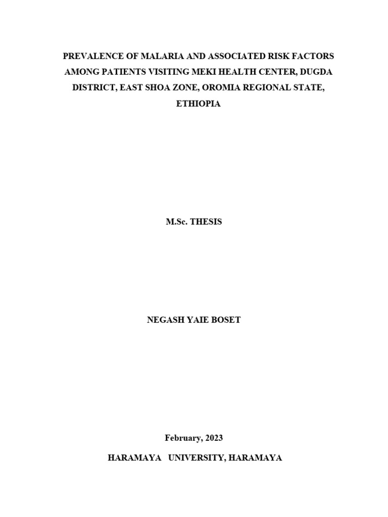 Negash Final Thesis | Download Free PDF | Malaria | Mosquito Negash Final Thesis | Download Free PDF | Malaria | Mosquito