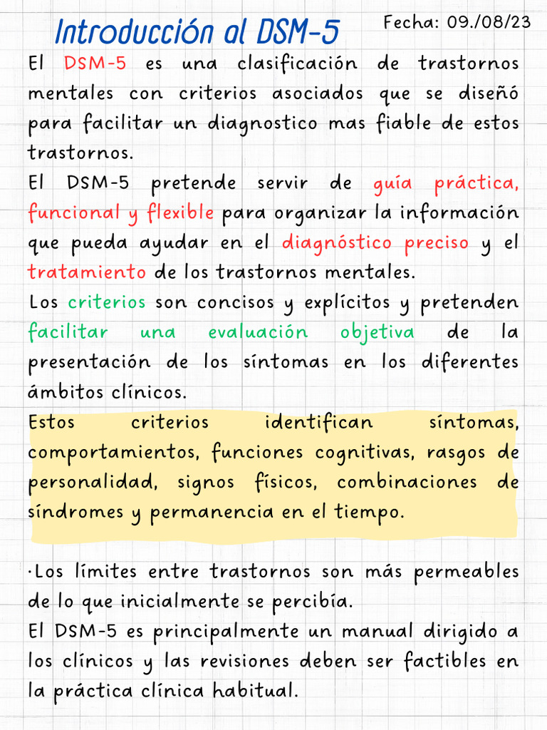Resumen de Introducción Al DSM-5 | PDF | Manual Diagnóstico y Estadístico de los Trastornos ...
