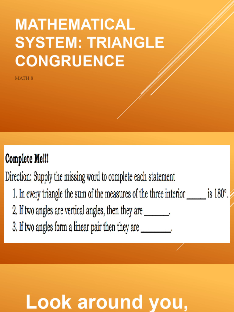 Triangle Congruence in Math 8 | PDF
