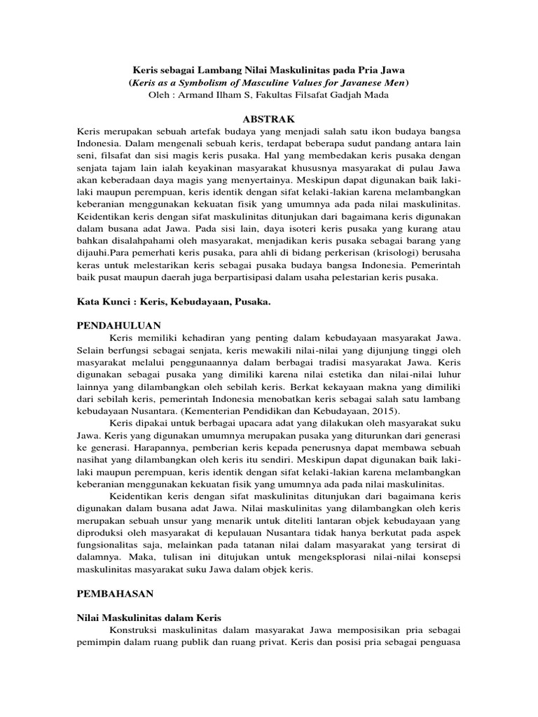 Keris: Simbol Maskulinitas Jawa | PDF | Ilmu Sosial | Sejarah