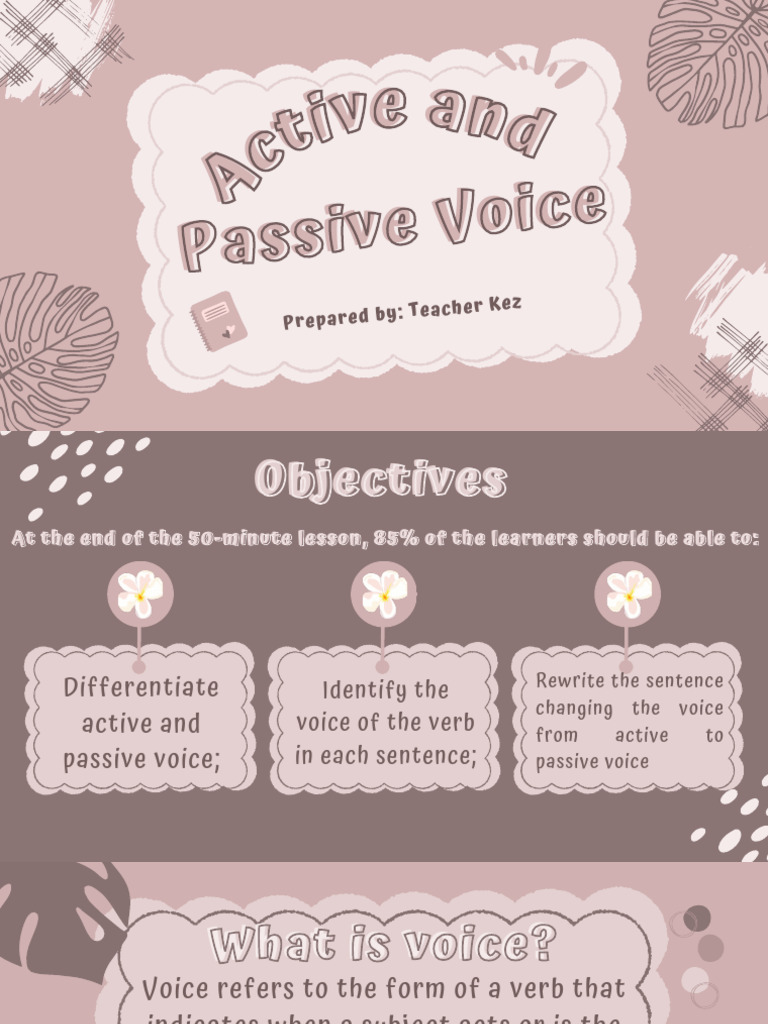 ACTIVE AND PASSIVE VOICE PPT | PDF | Verb | Perfect (Grammar)