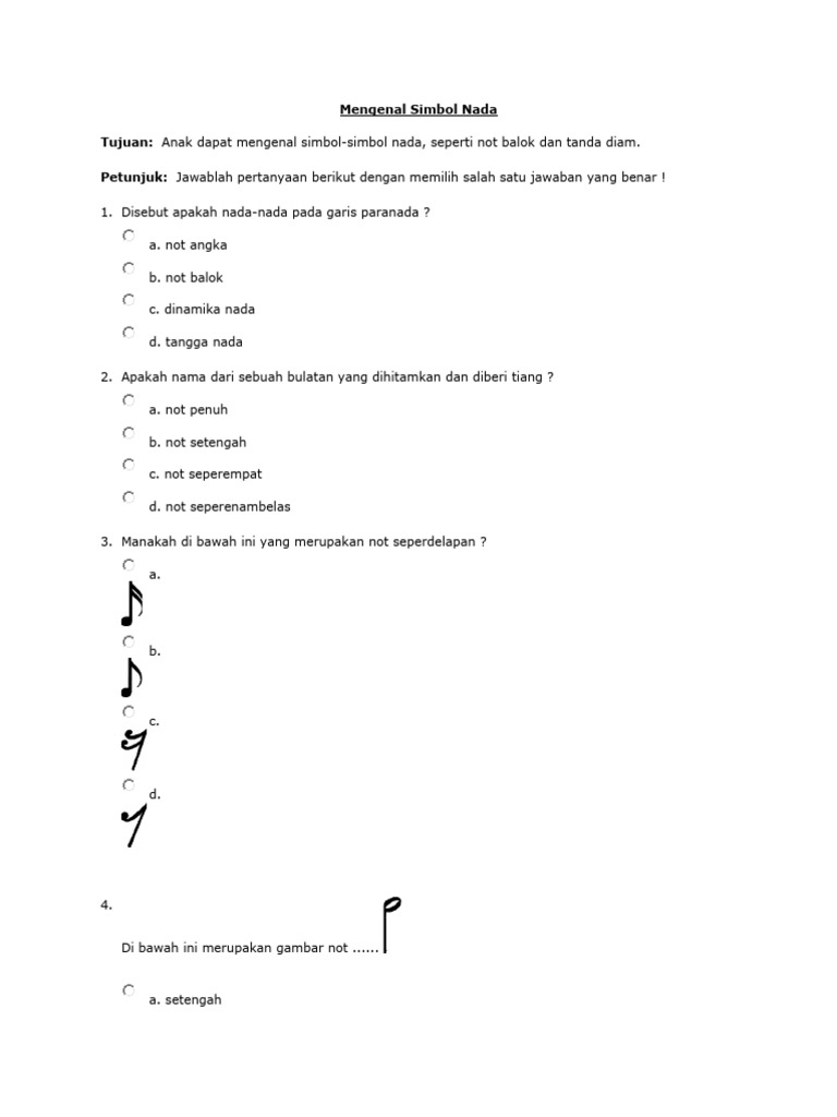 Simbol dan Notasi Nada dalam Musik | PDF | Seni & Disiplin Bahasa ...