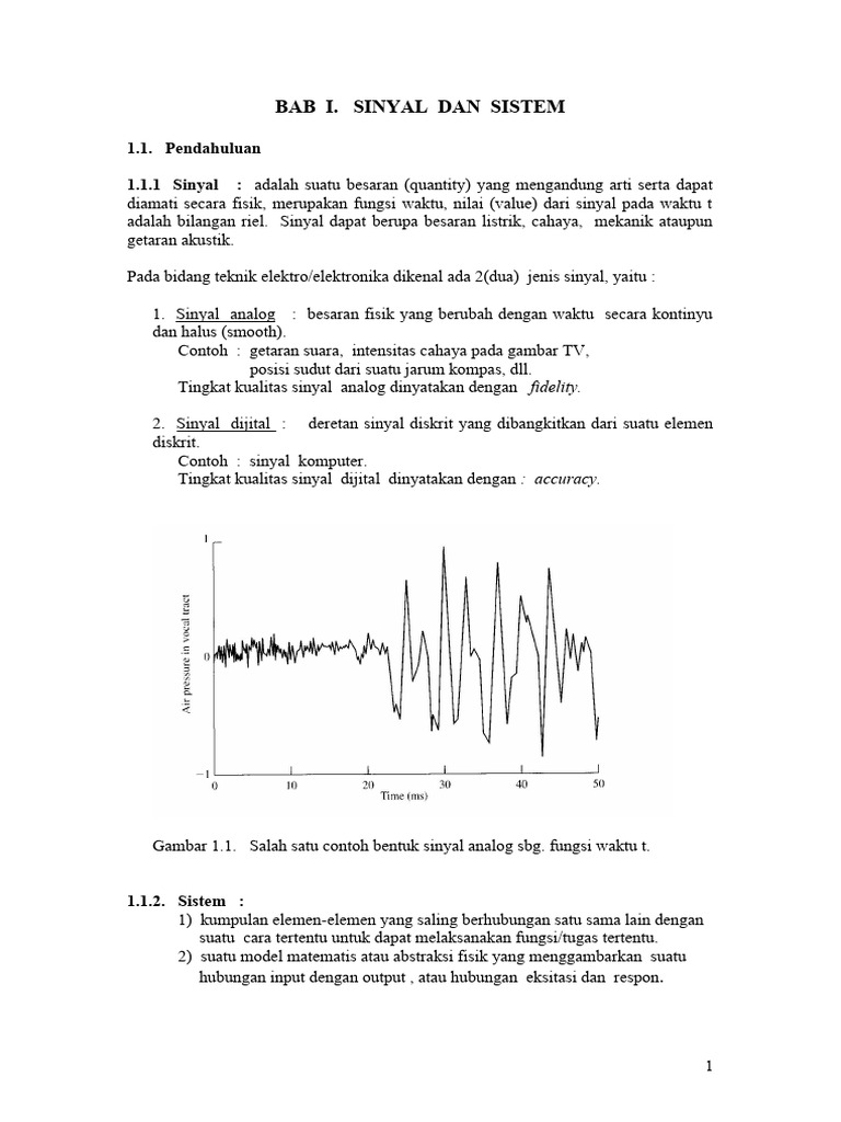 Bab 1 Sinyal Dan Sistem | PDF