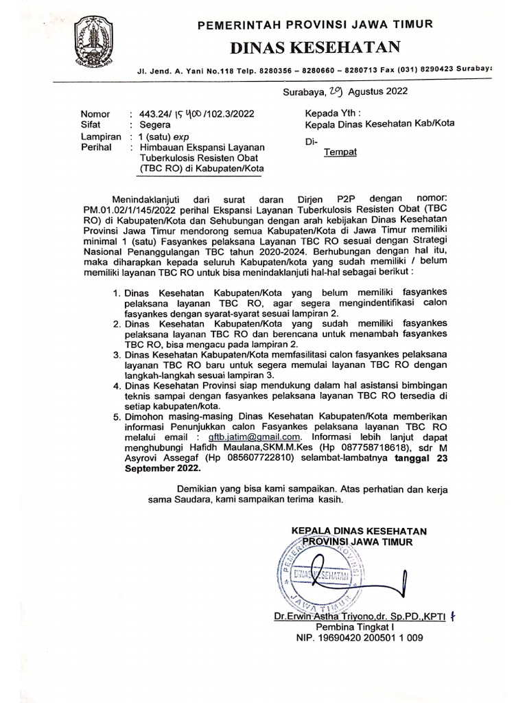 SE Himbauan Ekspansi Layanan TBC RO Jawa Timur | PDF SE Himbauan Ekspansi Layanan TBC RO Jawa Timur | PDF